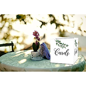 Greenery Floral Card Box, Reception Box for Baby Shower, Wedding, Bridal Shower, Engagement, Birthday Party Game Supplies, Decorations, Set of 1(BOX-16)
