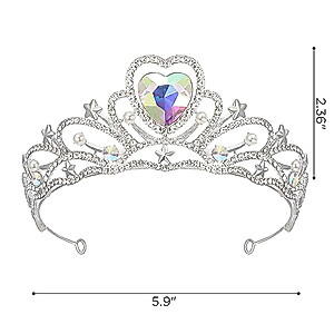 SWEETV Birthday Crowns for Women Birthstone Heart Princess Tiara Silver Wedding Headband for BirthDay Party Photograph, Nov