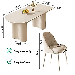 QEZEOM Dining Table and Chairs 5 Pieces Set of 4 People Dining Table Kitchen Table and Chairs Modern Elegant Furniture Metal Frame