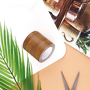 Wood Grain Repair Tape, 2.2 Inch x 15ft Wood Colored Trim Wood Effect Duct Tape Self-Adhesive Simulated Wood Patch Tape for Tables, Doors, Windows, Floors (Brown)