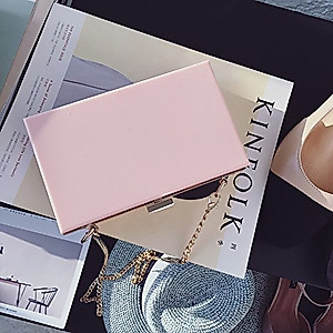 Women Cute Transparent Clear See Through Box Clutch Acrylic Evening Handbag Cross-Body Purse Bag (Pink)