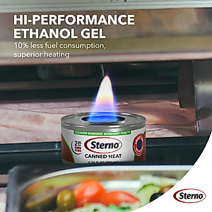 Sterno Green Canned Heat Ethanol Fuel Can - Ethanol Gel Cans with 2.25-Hour Burn Time, Chafing Dish Fuel Cans & Gel Fuel Cans for Fire Bowl - Fuel Cans for Food Warmer & Portable Stoves - Pack of 12