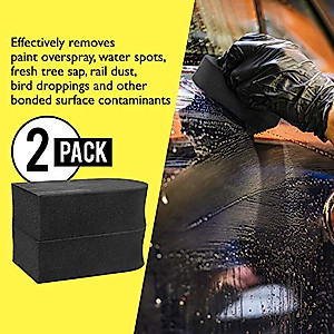 2 Pack - Fine Grade Synthetic Clay Bar Sponge for Car Detailing - Size Large - Lasts 3X Longer Than Traditional Clay Blocks - The Ideal Clay Block Alternative to Speed Through Clay Detailing Like Ma