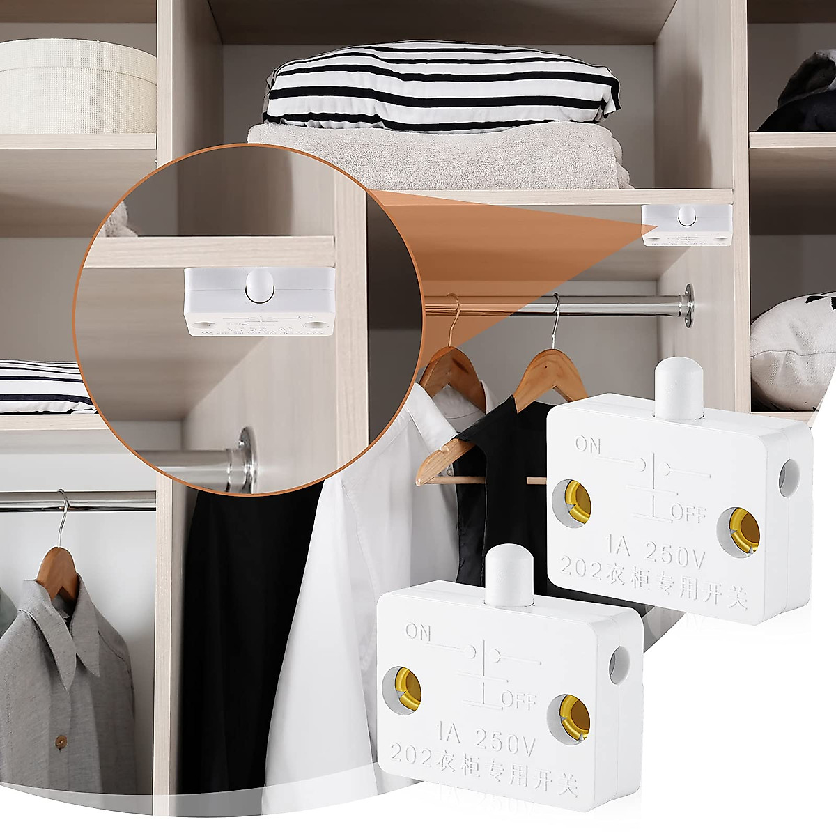 Honoson 8 Pieces Cabinet Door Switch for Closet Light Automatic Touch Door Activated Lamp Switch for Wardrobe Applicable to 12V 24V 110V (White)