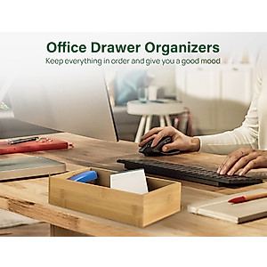 Kootek 8 Pcs Bamboo Drawer Organizer Utensil Tray Kitchen Storage Box 4-Size Versatile Dividers Cutlery Holders Bins Containers for Flatware Kitchen Utensils