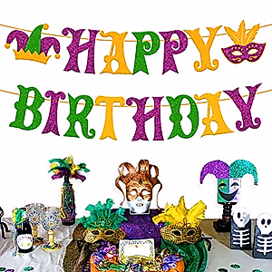 Mardi Gras Birthday Banner Carnival Fleur De Lis Shrove Fat Tuesday New Orleans Masquerade Theme It’s My Mardi Gras Birthday Party Decorations