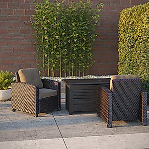 Patio Sense 63361 Miles Club Chair Outdoor Club Chair Patio Armchair with Khaki Cushions All Weather Durability & Fade Resistant Outdoor Lawn Pool Side Garden Porch Deck Backyard - Mocha Wicker