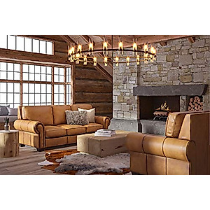 Valencia 100% Top Grain Hand Antiqued Leather Traditional Sofa