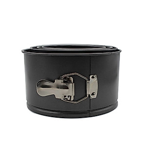 beiyoule 4 Pcs Springform Pan (4inch, 5inch, 6inch, 7inch), Cake Tin for Baking, Detachable Bottom Carbon Steel Cheesecake Mold (Black)