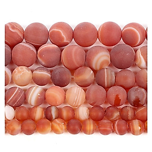 NHBT YU Natural Stone Beads Frosted Orange Striped Agate Loose Beads for Jewelry Making Needlework DIY Bracelet Strand 4-12 MM T87 (Color : H7352, Item Diameter : 8mm About 48 pcs)