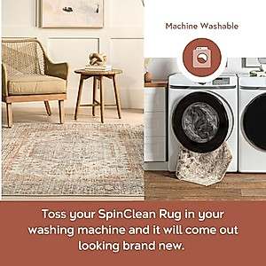 nuLOOM 2' x 12' SpinClean Machine Washable Stain-Resistant Area Rug with Non Slip Backing, Low Profile for Living Room, Bedroom, and Dining Room, Jacquie Light Grey