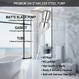 4 Set Foaming Hand Soap Dispenser Bathroom, Brushed Nickel Stainless Steel Foam Dispenser (Stainless Steel Pump + Clear Bottle)