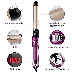 Automatic Hair Curler Automatic Rotating Hair Curling Wands Auto Curling Irons Automatic Hair Curler 28mm 1.1inch Curl Hair Waving Irons Hair Styling Irons Hair Waver 30s Instant Heat Wand 110-240v
