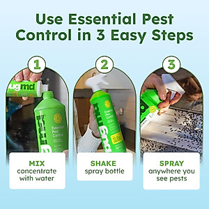 BugMD Ant Killer & Bug Spray Concentrate - Roach and Cockroach Killer Indoor, Spider & Flea Spray for Home, Fly and Insect Defense, Safe with Essential Oils, Plant-Powered, Pest Control Kit