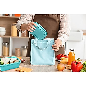 bryantye Set of 4 Collapsible Silicone Food Storage Containers with Lids, Foldable Meal Prep Sets, BPA Free Silicone Bento Lunch Boxes for Kitchen and Camping, Dishwaser Safe, Blue