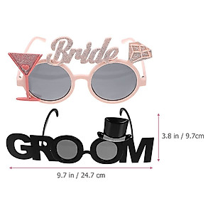 Gadpiparty 2pcs Bride Groom Glasses Bridal Shower Supplies Wedding Shower Eyewear Bachelor Party Sunglasses Bachelorette Diamond Decor Wedding Shower Eyeglasses Flash Plastic Bridegroom