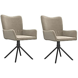 vidaXL Modern Swivel Dining Chairs - 2 pcs Set in Elegant Light Gray Velvet, Comfortably Padded with Foam, Features 100% Polyester Material for Durability