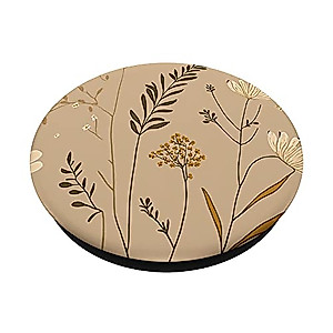 Beige Tan Wildflower Floral Minimal Flower Boho PopSockets Swappable PopGrip
