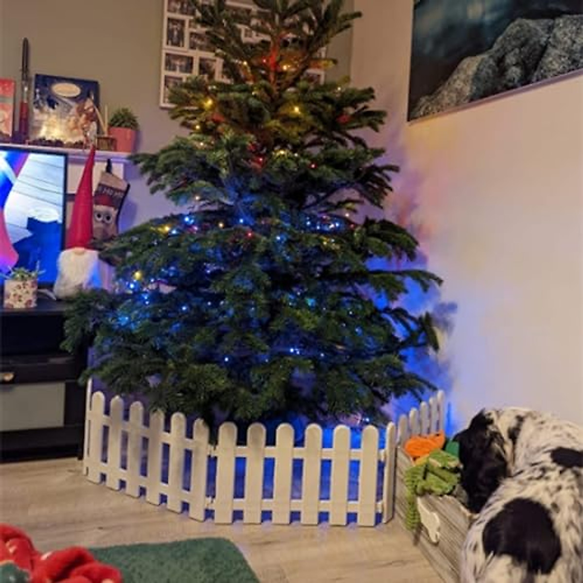 CHICIEVE 4 pcs 11.8x19.7inch White Plastic Picket Fence Christmas Xmas Tree Wedding Party Decoration Indoor Garden Border and Dog Cat Christmas Tree Protector (78.7 Inch in Total)