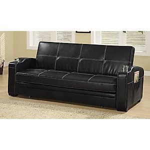 Coaster Home Furnishings Sleeper Sofa Bed with Storage and Cup Holders Black