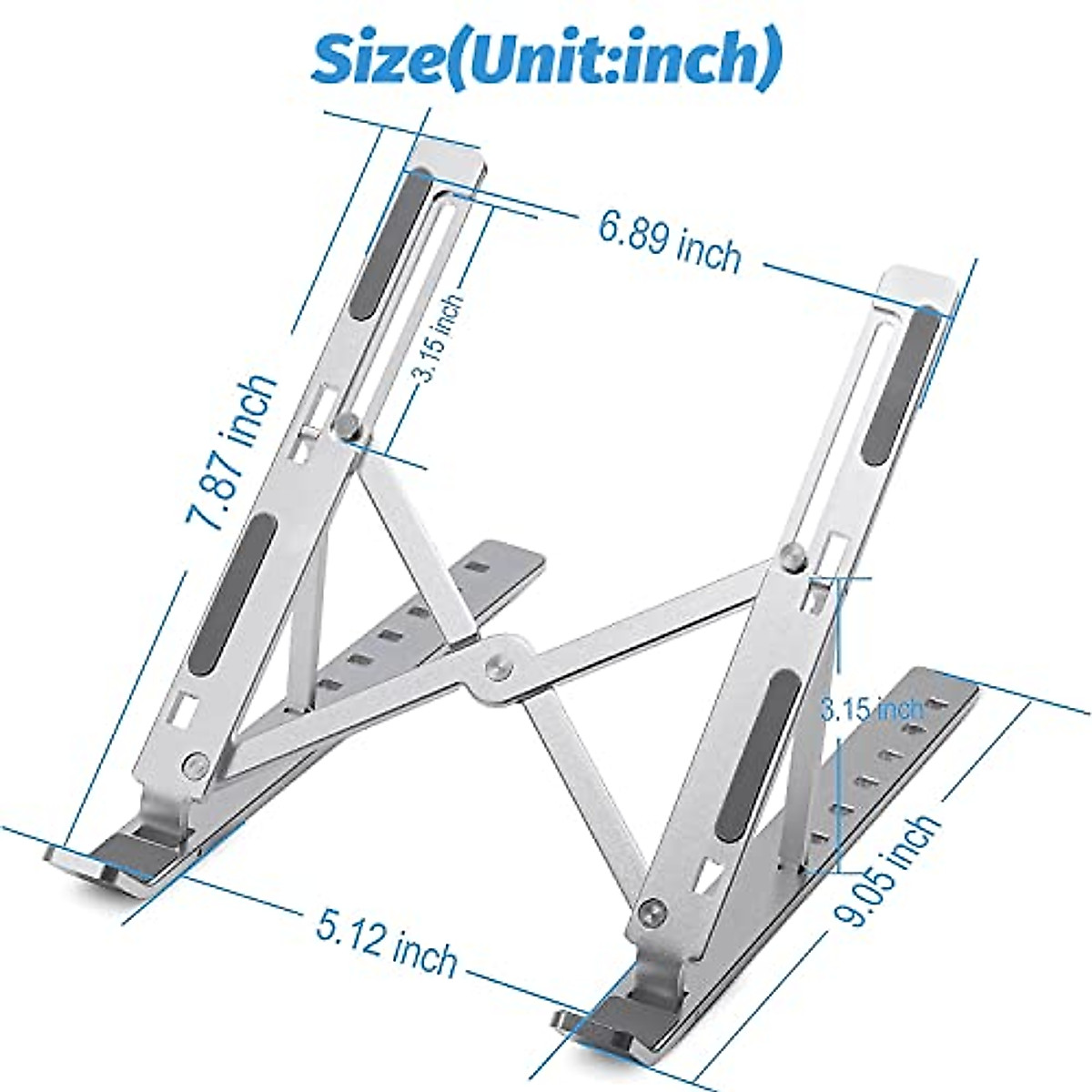 Vancold Portable Laptop Stand, Ergonomic Aluminum Laptop Mount Stand, Detachable Laptop Riser Notebook Holder Stand Compatible with MacBook , Dell, Lenovo More 10-15.6" Laptops-Silver