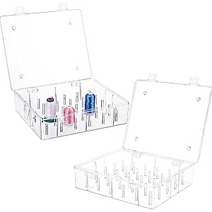 New brothread Pack of 2 Tall and Clear Storage Box/Organizer for 2x30 Home Embroidery&Cotton Thread Spools Compatible with Tall Thread Spools from Isacord/Floriani/Madeira/Glide/RA/Connecting Thread