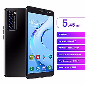 Hilitand 5.45 inch Smartphone, HD Full Screen Unlocked Cell Phones, for Android 4.4.2 Face Fingerprint Smart Phone, 512MB/4GB, HD Camera Mobil Phone, 1500mAh Battery, 128GB Extension (Black)