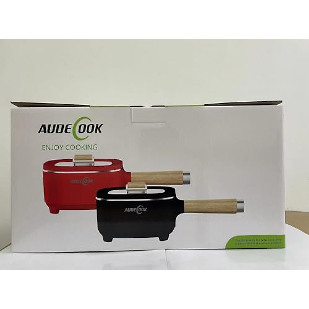 Audecook Hot Pot Electric 2L, Cermic Glaze Non-Stick Frying Pan 8 Inch, Portable Travel Cooker for Ramen/Steak/Fried Rice/Oatmeal/Soup, with Dual Power Control (Silicone Spatula Included)