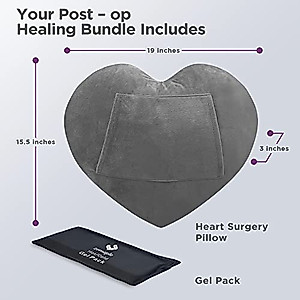 Zomaple Heart Pillow for After Heart Surgery - Open Heart Surgery Recovery Pillow - Cardiac Cough Pillow Recovery Gift for Mastectomy, Hysterectomy and Abdominal Surgery - Gel Pack (Included Items)