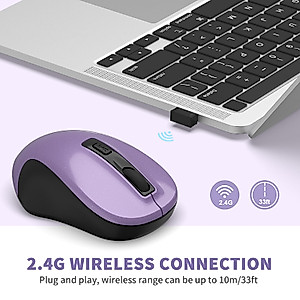 LeadsaiL Wireless Computer Mouse, 2.4G Portable Slim Cordless Mouse Less Noise for Laptop Optical Mouse with 4 Buttons, USB Mouse for Laptop, Desktop, MacBook