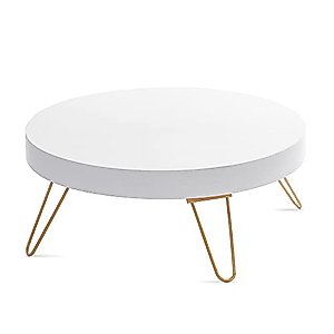 Collapsible White Cake Stand for Dessert Table, Wood Circles 12 inch Cake Stands for Wedding Reception, Cupcake Stand Wood Base with Metal Serving Stand - White Smedley & York