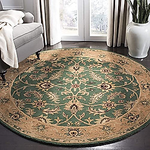 SAFAVIEH Heritage Collection 6' Round Black / Beige HG628B Handmade Traditional Oriental Premium Wool Area Rug