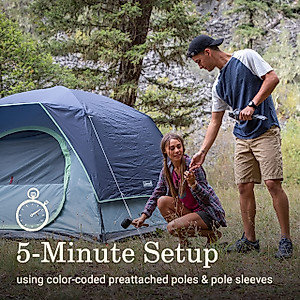 Coleman Skydome Camping Tent with LED Lights, Weatherproof 4/8 Person Family Tent Includes Pre-Attached Poles, Rainfly, Carry Bag, Ventilation and LED Lighting System, Sets Up in 5 Minutes