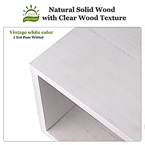 Adowes Floating Nightstand Wall Mounted Nightstand Wood Bedside Shelf 2 Tier Floating Shelves for Wall at Bedroom Living Room Bathroom Vintage White