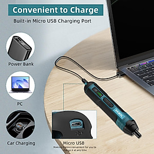 KKMOL Electric Screwdriver,3.6V Small Cordless Screwdriver Rechargeable, 4-Speed Torque (5n.M) Adjustment, Portable Electric Screwdriver Set With 108 Accessories and Usb Cable