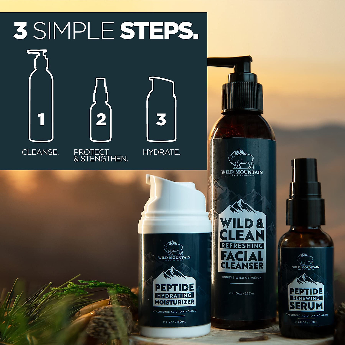 Mens Facial Care Kit - Mens Skin Care Kit - Face Care for Men - Men’s Skincare Set - Face Skin Care for Men - Mens Face Care Kit - Facial Kit for Men - Serum, Cleanser & Moisturizer Set