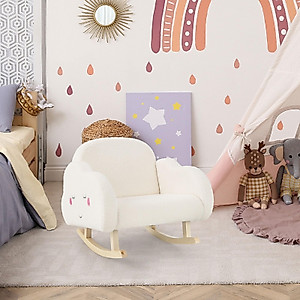 INFANS Kids Sofa, Toddler Rocking Chair with Solid Wooden Frame, Anti-Tipping Design, Plush Fabric, Children Armchair for Nursery Kindergarten Playroom Preschool, Gift for Boys Girls