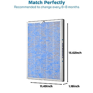 MSA3 True HEPA Filter Replacement Compatible with Membrane Solutions MSA3 and MSA3S Air Purifier 4-in-1 H13 (2 Pack)