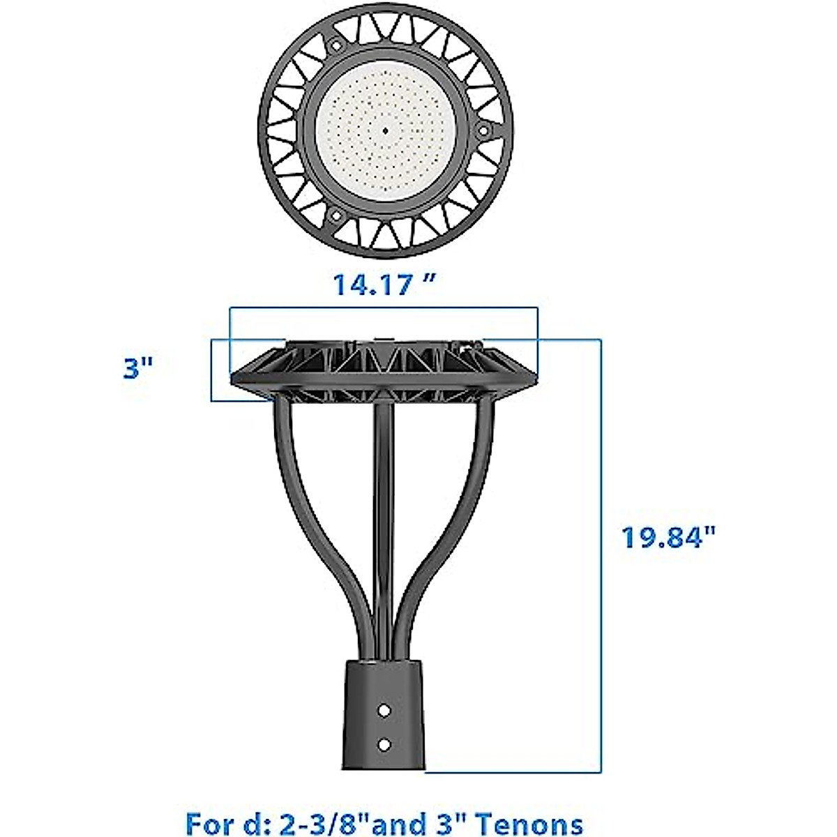 rgbylediison 100W LED Post Top Pole Lights, DLC/ETL Listed 14000Lm 5000K LED Circular Area Pole lamp ，IP65 Waterproof Outdoor Fixture Parking lot Light Pathway Lamp Top Yard Light Street Pole Light