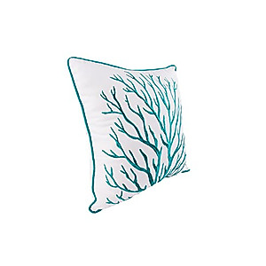 C&F Home Maris Embroidered Throw Pillow Blue Coral Coastal Beach Ocean Decor Decoration Throw and Accent Pillow for Bedding Sofa Or Couch 16" x 16" Blue