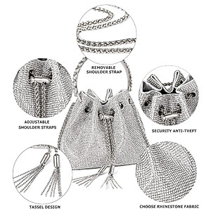 Sweetovo Bling Crystal Rhinestone Purse for Women Sparkly Clutch Handbag Crossbody Bag for Evening Wedding Party Prom