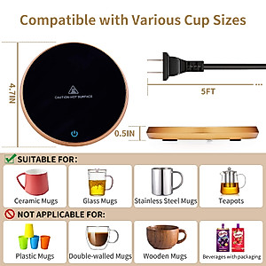 Coffee Mug Warmer for Desk 8H Auto Shut Off, Smart Coffee Cup Warmer with 2 Temperature Setting, Electric Mug Warmer Plate for Coffee, Milk, Tea (Black Gold)