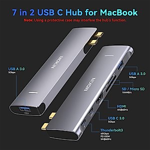 USB C Adapter for MacBook Pro 2022 2021 2020, MacBook Pro USB Adapter, 7 in 2 MacBook Pro Accessories for MacBook Pro/Air M1M2, Mac Dongle with 4K HDMI, 2 USB 3.0, TF/SD, USB-C 100W and Thunderbolt 3
