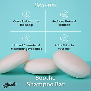 NATURL Soothe Shampoo and Conditioner Bar Set with Peppermint, Lime, and Tea Tree Oil for Dry Scalp, Dandruff Relief, Vegan, Cruelty Free, Zero Waste, Made in USA