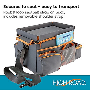 High Road CarHop Car Seat Organizer - Back Seat Organizer for Kids or Front Seat Organizer for Drivers with Cup Holders, Tray Top, Side Pockets and Soft Cooler or Storage Compartment
