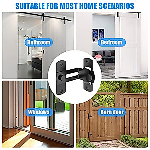 90 Degree Flip Barn Door Lock, Protect Privacy - Security Gate Latch, Hook Lock Latch for Barn, Garden, Bathroom, Outdoor, Garage, Window, Sliding Door, Black