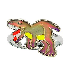 FUN JEWELS Dinosaur Color Change Kids T-Rex Mood Ring Gift for Boys Girls Size Adjustable