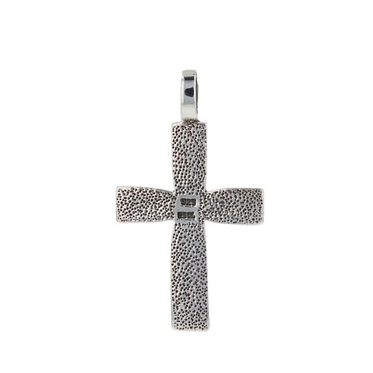 Jewelry Trends Sterling Silver Cross Pendant with Green Created Malachite Stone