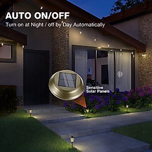 XMCOSY+ Solar Lights Outdoor Waterproof, 6 Pack Solar Pathway Lights 10-25 LM Dimmable Auto On/Off Garden Lights Solar Powered IP65 Waterproof, Stainless Steel Glass LED Landscape Lighting for Yard