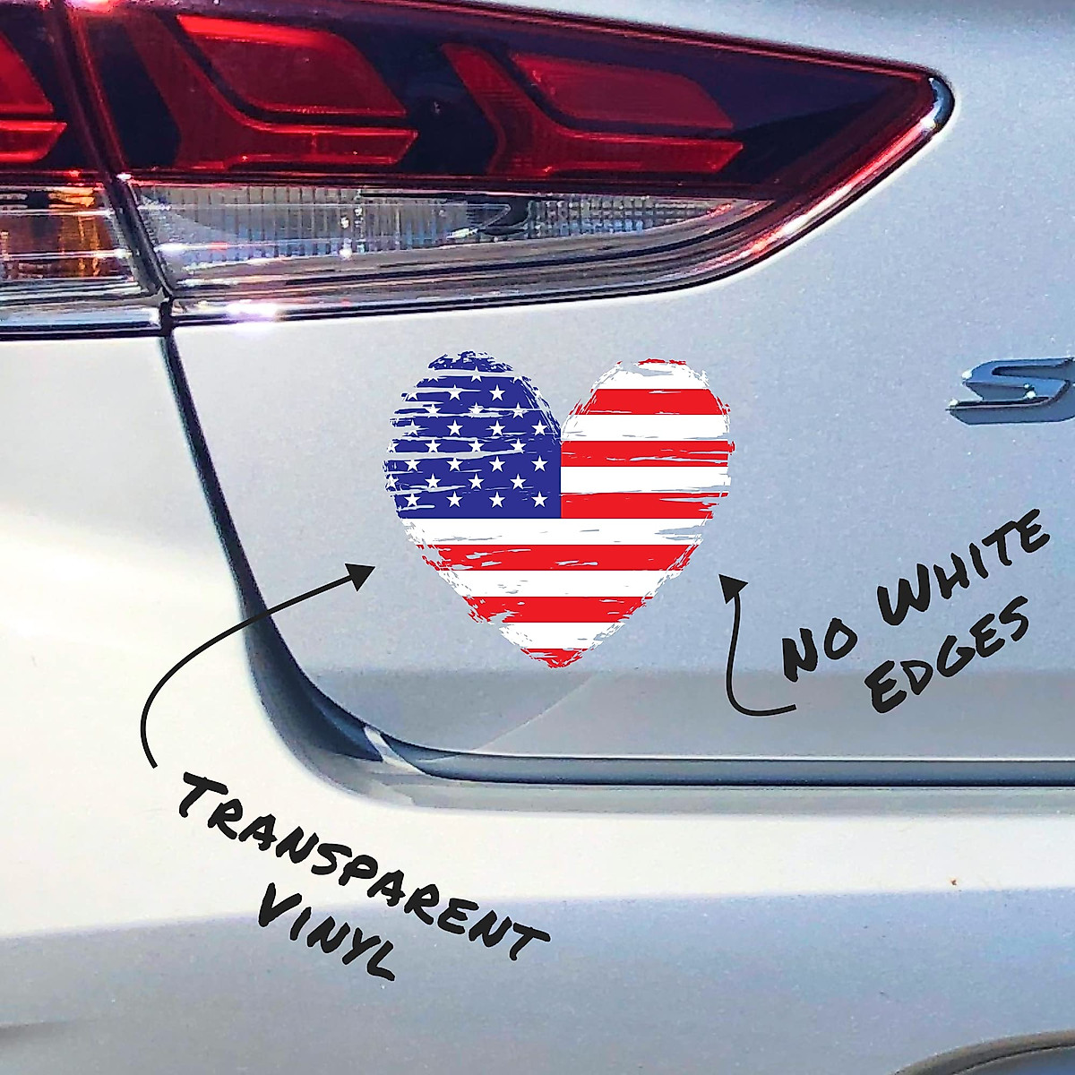 Stickios American Flag Decal 4.75x4.3 inches - Made in The USA - Distressed, Patriotic Vinyl Heart Flag Sticker for Cars, Trucks, Windows, Vehicles - Heartland